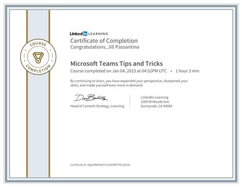 Jill Passantino On Linkedin Certificate Of Completion