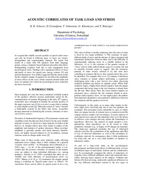 Pdf Acoustic Correlates Of Task Load And Stress