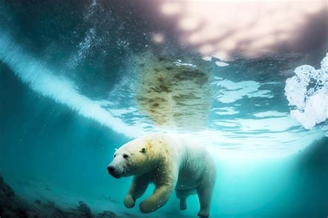 Premium Photo Polar Bear In Winter Under Water And Ice In Arctic