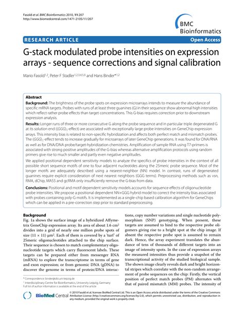 Pdf G Stack Modulated Probe Intensities On Expression Arrays—sequence
