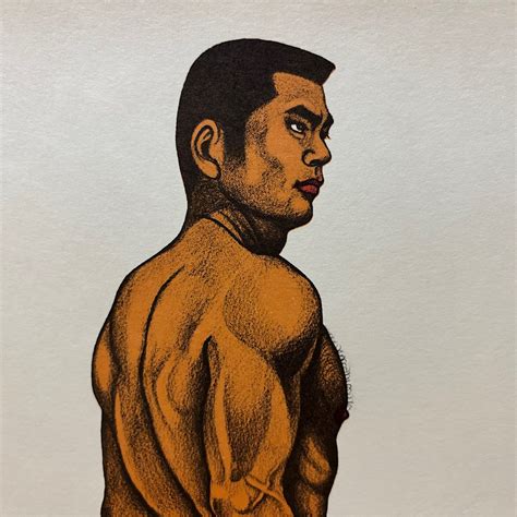 Stehender Mann Lithographie Mishima Go Gashū Wakamono 三島剛画集 若者