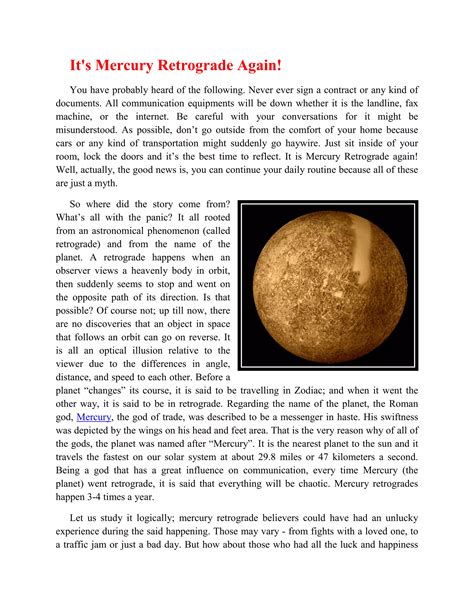 Facts About Planet Mercury Pdf