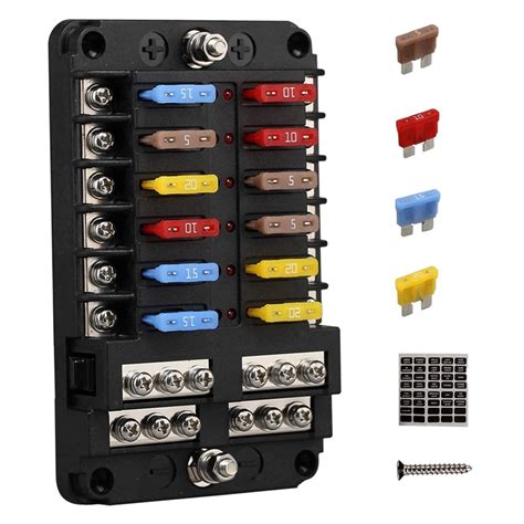 12v 12 Way Marine Fuse Block Fuse Panel With Ground And 12 Volt Fuse Box For Car Automotive Boat