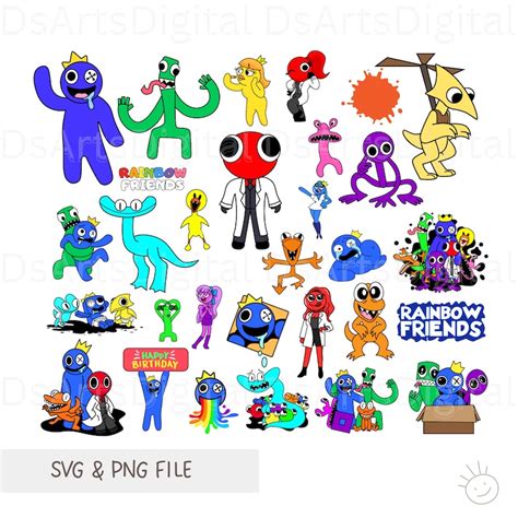 Rainbow Friends Svg And Png File Rainbow Friends Bundle All Characters