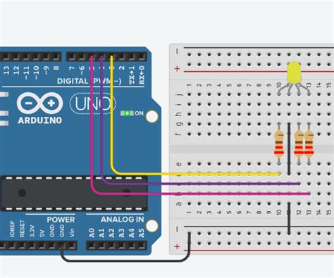 Interfacing Rgb Led With Arduino On Tinkercad 4 Steps Instructables