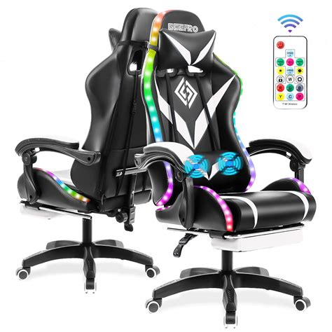 Hoffree Rgb Led Lights Gaming Chair Racing Style Office Chair Height