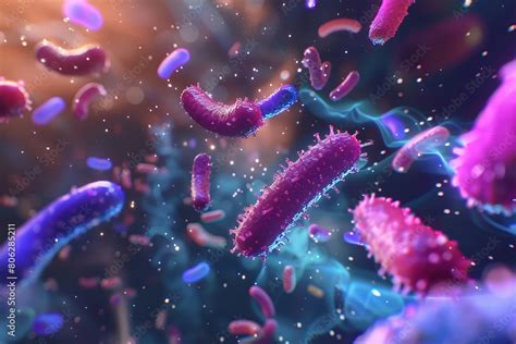 Abstract Representation Of Bacilli Bacteria In A Dynamic Flowing