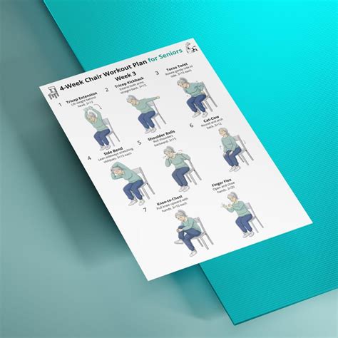Chair Workout For Seniors 4 Week Chair Exercise Chart Printable