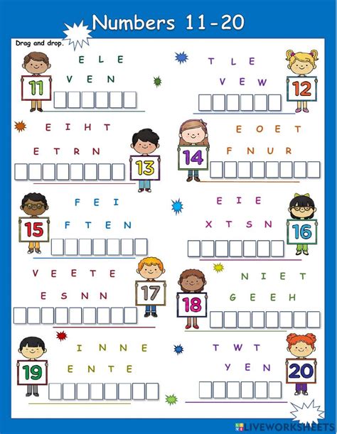 Numbers 11 20 Online Pdf Worksheet Number Words Worksheets Teaching