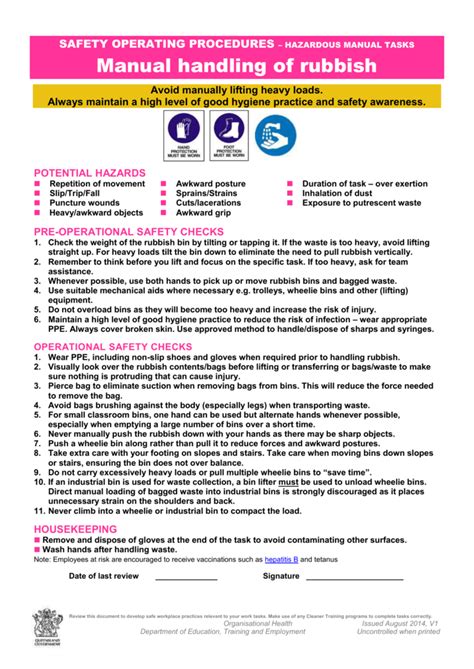 Manual Handling Of Rubbish Manual Handling Of Rubbish