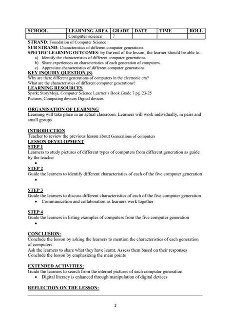 Grade 7 Computer Science Lesson Plans Term 2 14058