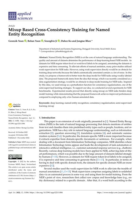 Pdf Mixup Based Cross Consistency Training For Named Entity Recognition