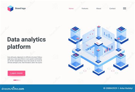 Data Analytics Workstation 3d Platform Automation Technology Isometric Landing Page Stock