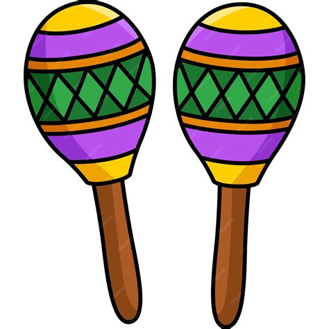 Mardi Gras Maracas Cartoon Colored Clipart Premium Vector