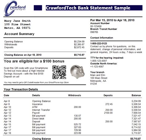 12 Free Printable Bank Statement Templates [word And Excel]