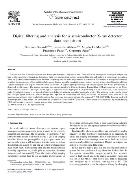 pdf digital filtering and analysis for a semiconductor x ray detector