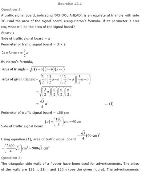 Ncert Solutions For Class 9 Maths Chapter 12 Herons Formula