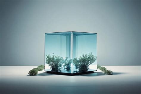 Blue Glass Cube On A White Background 3d Render Image Premium Ai