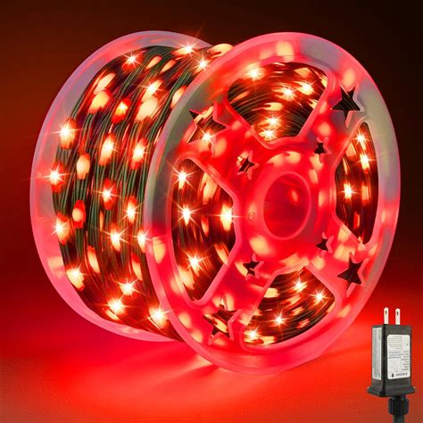 Tcamp 164ft 500 Led Red Christmas Lights 8 Modes Christmas Tree Lights