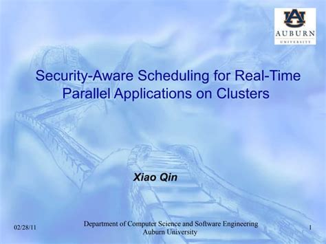 Security Aware Scheduling For Real Time Parallel Applications On Clusters Ppt