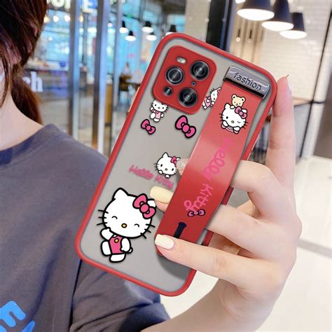 Oppo F7 F9 F11 Pro Find X2 Pro X3 Pro เคสคิตตี้น่ารัก พร้อมสายรัดข้อมือ