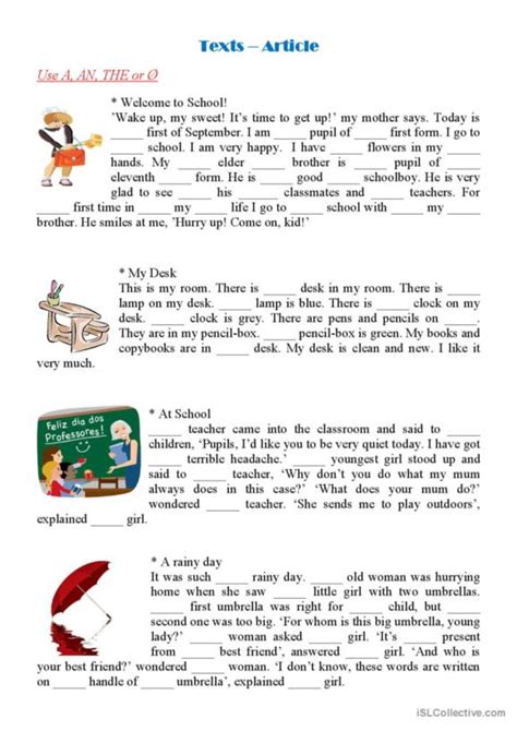 22 Article Or Zero Article English Esl Worksheets Pdf And Doc