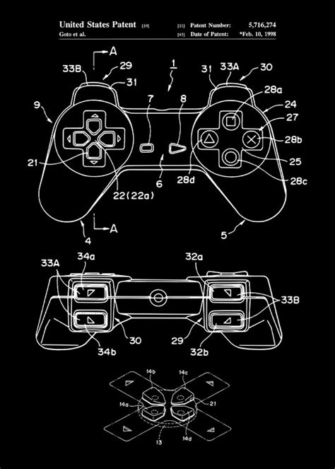 Umělecká Ilustrace Gaming Controller Blueprint Art Posters Cz