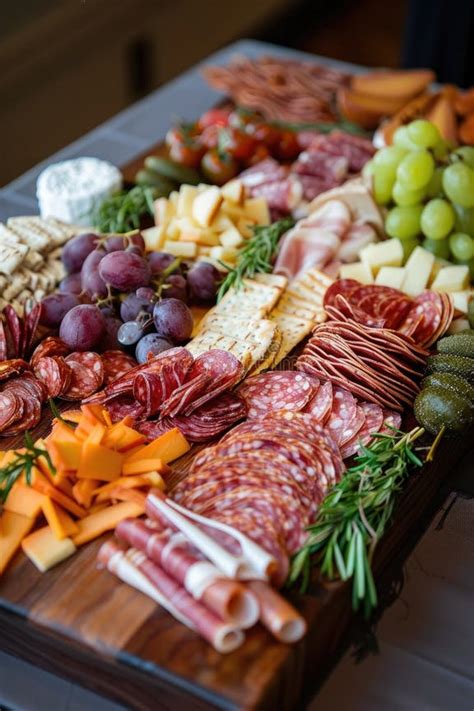 Delicious Charcuterie Board With Meats Cheese Olives And Fresh