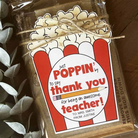 Teacher Appreciation Popcorn Tags Popcorn T Ideas For Teachers
