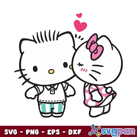 Hello Kitty And Dear Daniel Kiss Svg Love Hello Kitty Couple Svg Svgpan