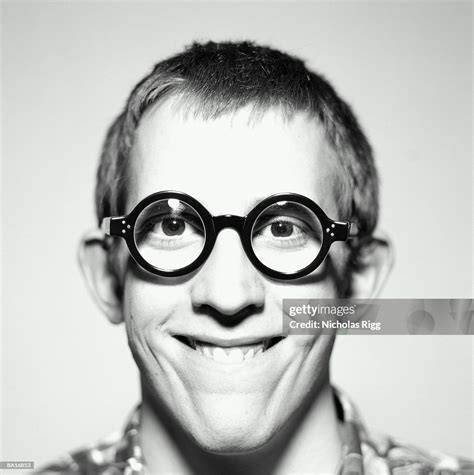 Young Man Wearing Thick Rimmed Round Glasses Portrait High Res Stock