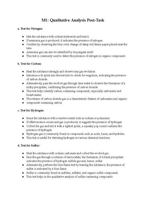Org Chem Post Task M1 Qualitative Analysis Post Task M1
