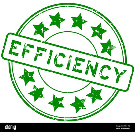 Grunge Green Efficiency Word With Star Icon Round Rubber Seal Stamp On