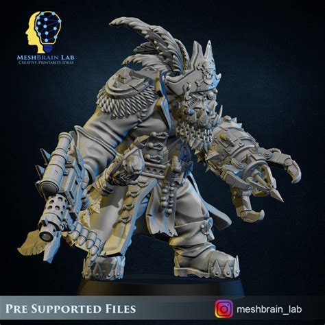 3d Printed Ork Pirate Warboss By Meshbrain Labs Last Hope Miniatures