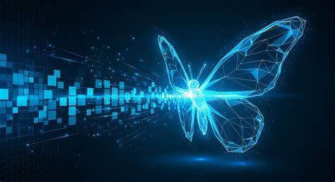 A Digital Butterfly Emerges From A Stream Of Data Symbolizing Transformation Stock Illustration