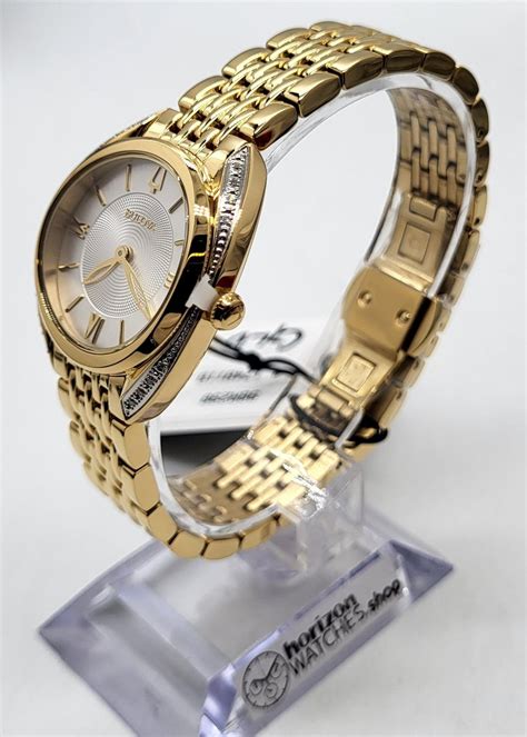 Wts Bulova Gold Stainless Steel Womens Quartz Watch 98r298 R