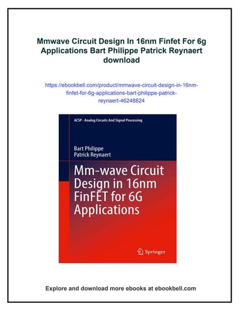 Mmwave Circuit Design In 16nm Finfet For 6g Applications Bart Philippe Patrick Reynaert Pdf