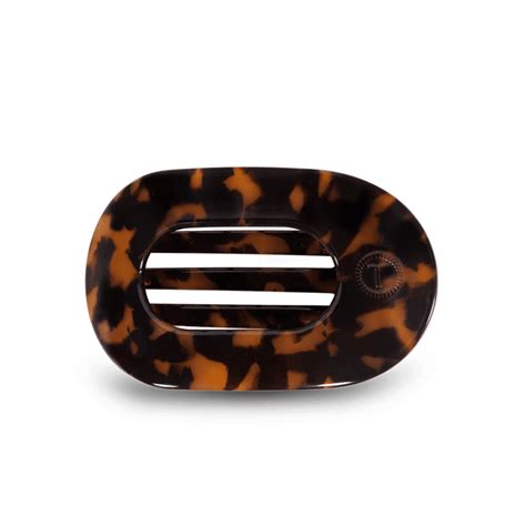 Tortoise Medium Flat Round Hair Clip In Brown Teleties