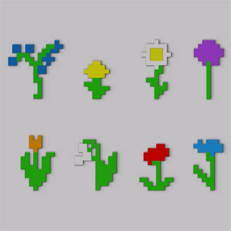 💐 Set Of Flowers From Minecraft・ 3d File For 3d Printing・cults