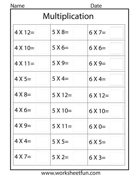 10 Printable Multiplication Worksheets Fill In The Blanks Single