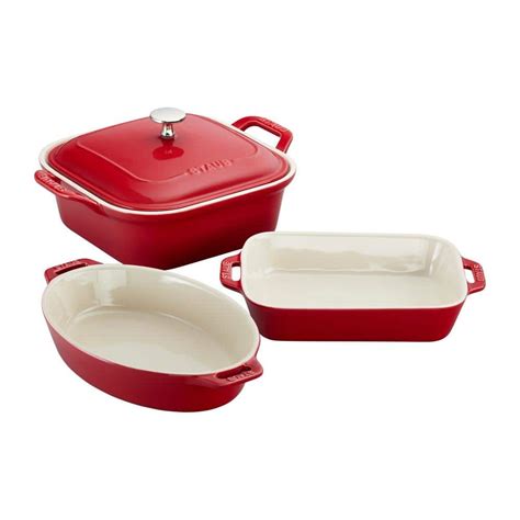 Staub 4 Piece Ceramic Casserole Dish Set In Cherry 40508 646 The Home