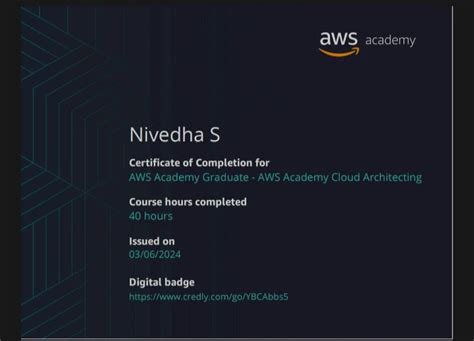 Aws Cloudcomputing Certification Continuouslearning Nivedha S S