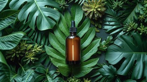 Premium Photo A Bottle Of Pineapple Is Surrounded By Green Leaves