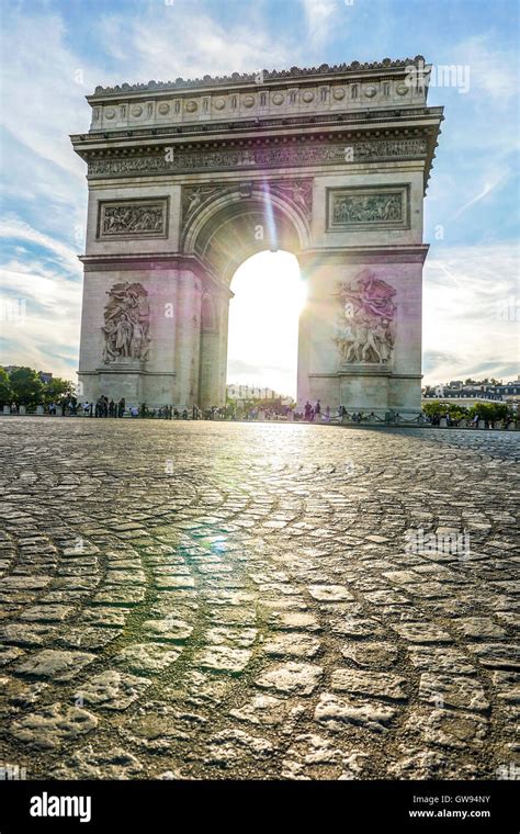 Beautiful Sunset Over Arc De Triomphe At Place De Letoile Paris