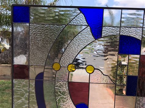 Exquisite Contemporary Abstract Stained Glass Window Panel