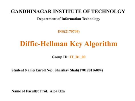 Diffie Hellman Key Algorithm Ppt