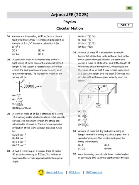 Circular Motion Dpp 05 Of Lec 06 Arjuna Jee 2025 Pdf