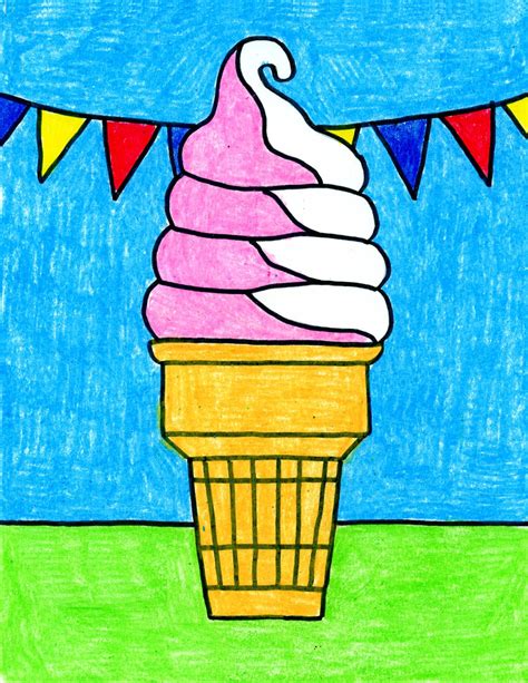 Easy How To Draw An Ice Cream Cone Tutorial Video