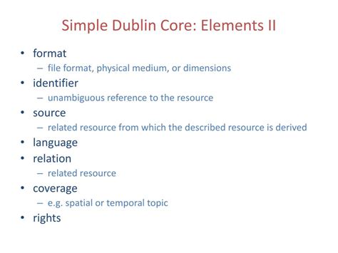 Ppt Describing Resources Ii Dublin Core Powerpoint Presentation