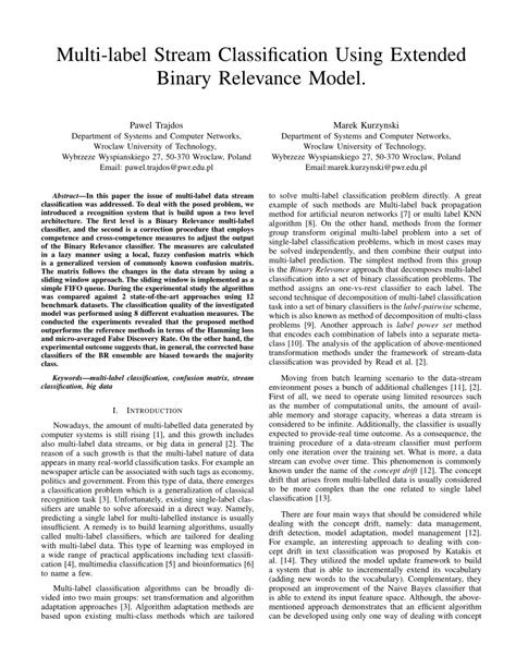 pdf multi label stream classification using extended binary relevance